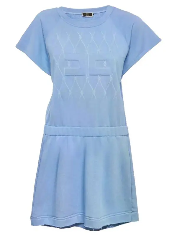 Elisabetta Franchi Embossed-logo Mini Dress - Blue