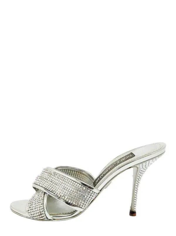 Dolce & Gabbana Crystal-embellished Criss-cross Stiletto Sandals - Silver