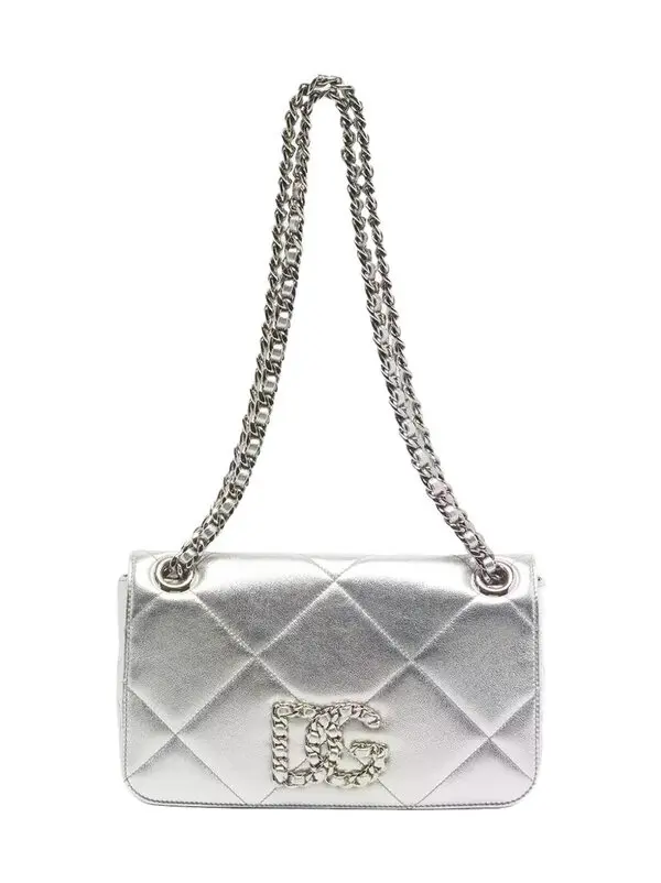 Dolce & Gabbana Dg Logo Quilted Shoulder Bag - Silver