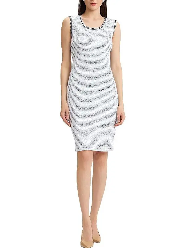 Ming Wang Knit Sheath Dress - White/indigo