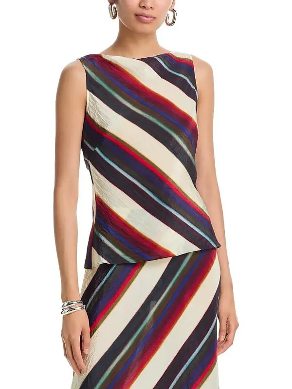 Christopher John Rogers Striped Cowl Back Top - Calla Lily Multi