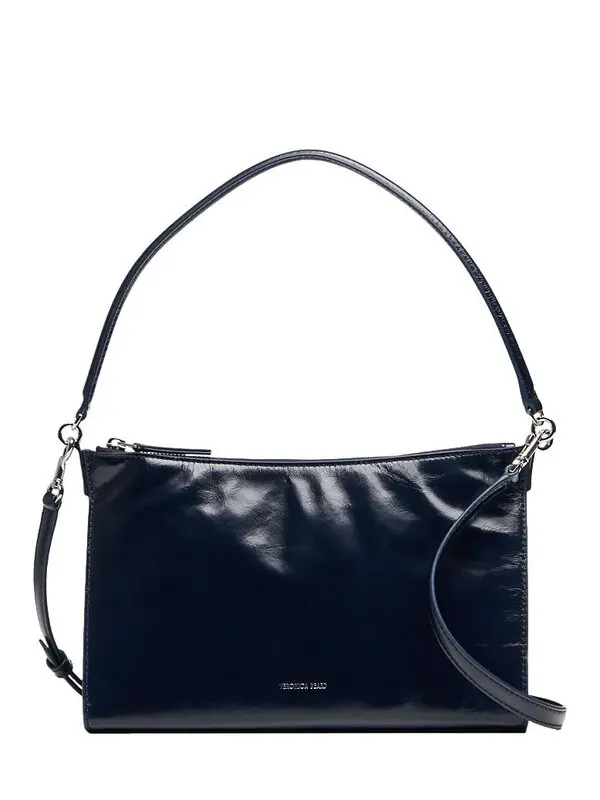 Veronica Beard Vida Small Leather Shoulder Bag - Navy