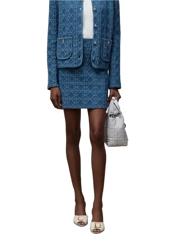 Dior Macrocannage Straight Miniskirt - Blue