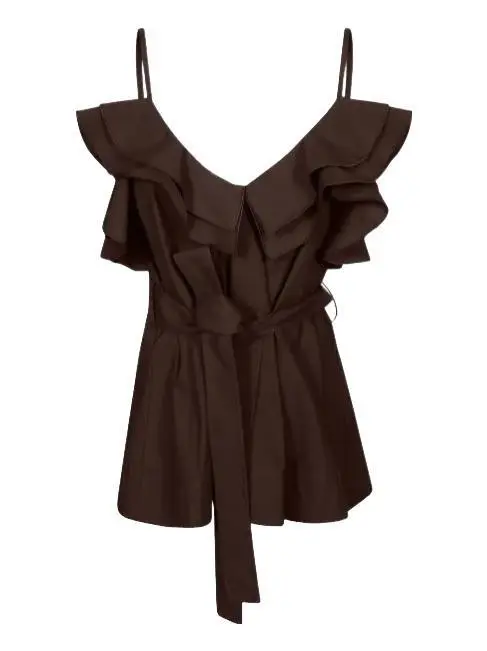 P.a.r.o.s.h Ruffled V-neck Blouse - Brown