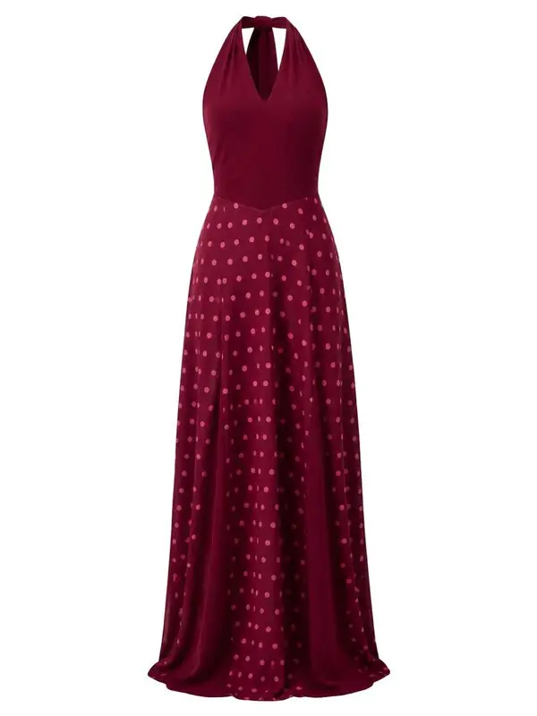 MIND TRAVELER Kala Burgundy Polka Dot Dress - Red