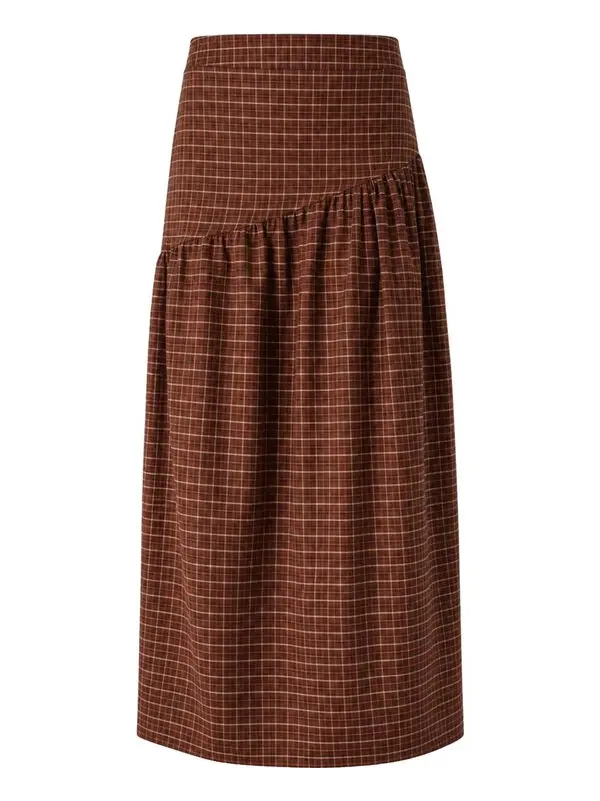 MIND TRAVELER Beth Checked Skirt - Brown