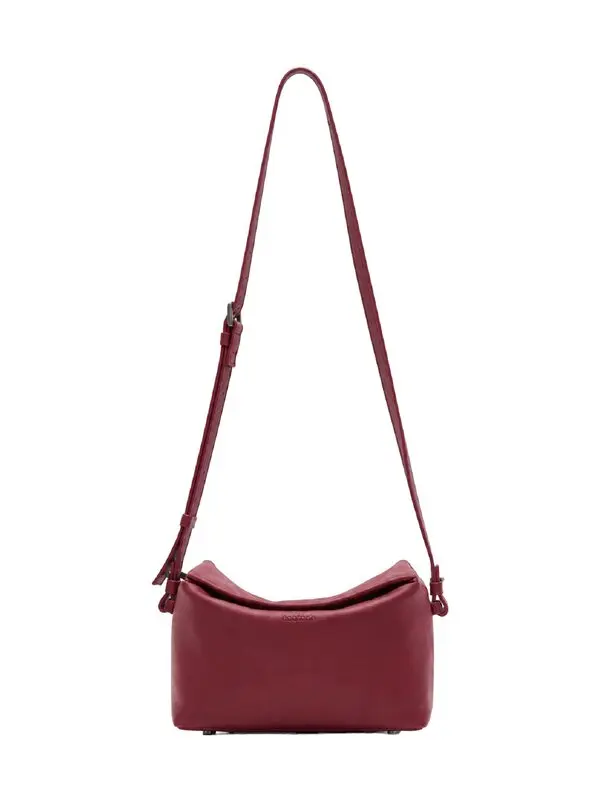 ÉCOTORIE Agnes Wine Leather Pouch Bag With Adjustable Shoulder Strap - Red