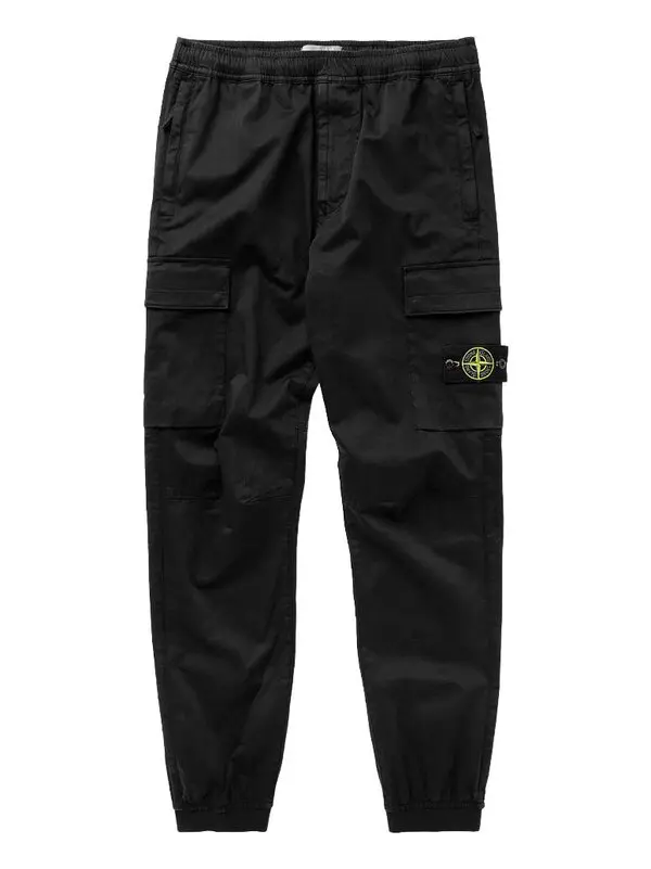 Stone Island Logo Patch Cargo Sweatpants - Black