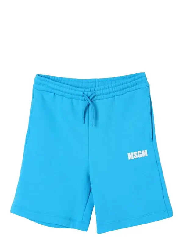 MSGM Elasticated Waist Shorts With Logo - Blue