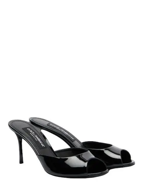 Dolce & Gabbana Patent Leather Mules - Black