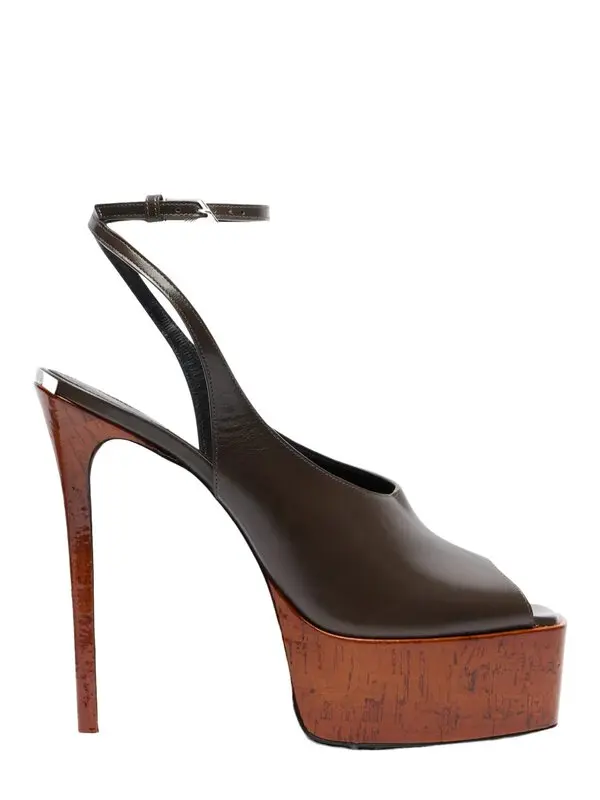 Attico Ornella Leather Platform Slingback Sandals - Black