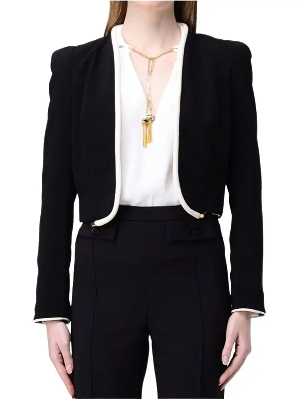 Elisabetta Franchi 3d Piping Detail Jacket - Black