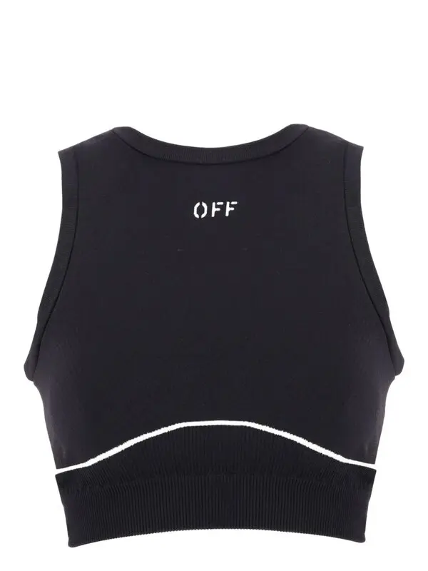 Off-White Logo Trimmed Crop Top - Black