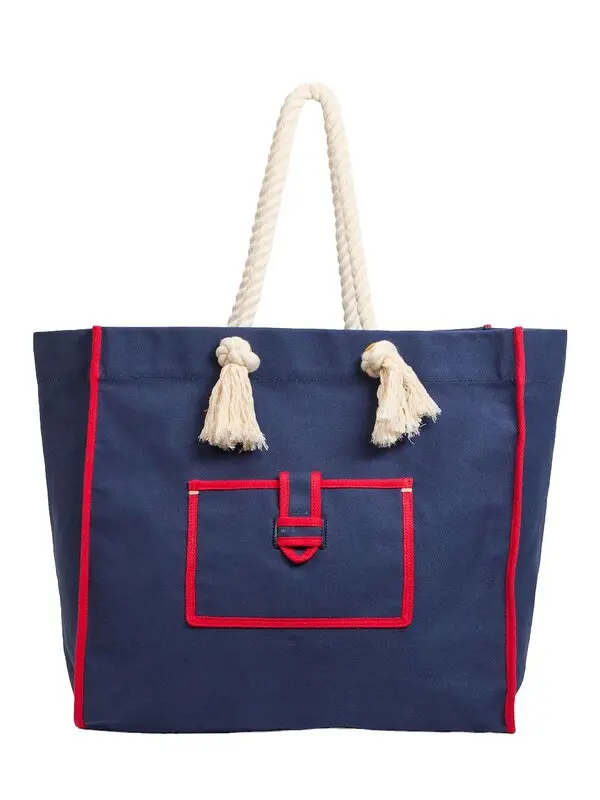 Clare V. Beach Marine Canvas Tote - Navy
