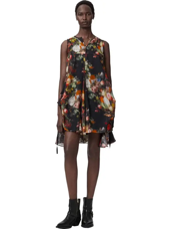 ALLSAINTS Sybil Relaxed Fit Floral Mini Dress - Black