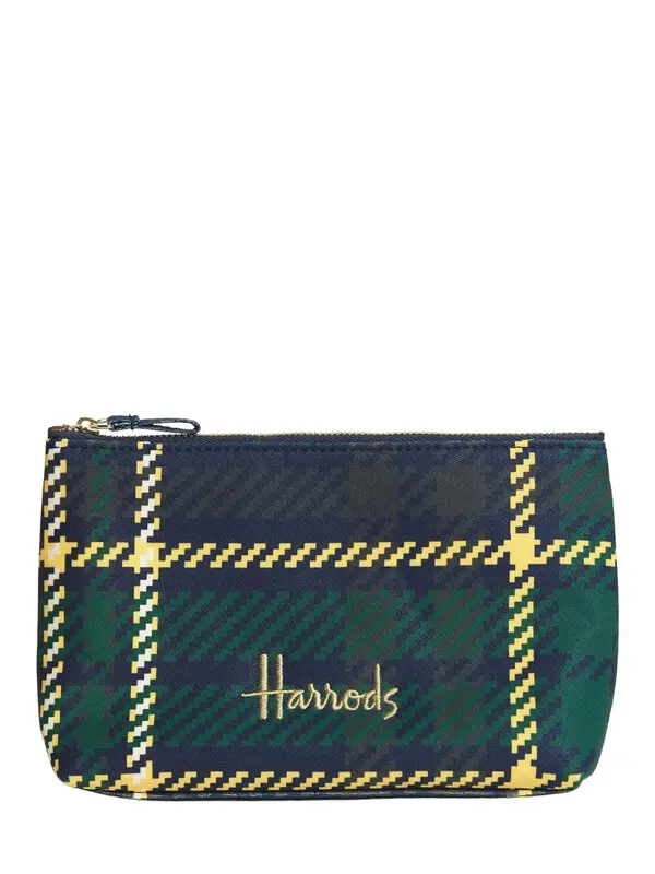 Harrods Small Tartan Logo Pouch - Navy