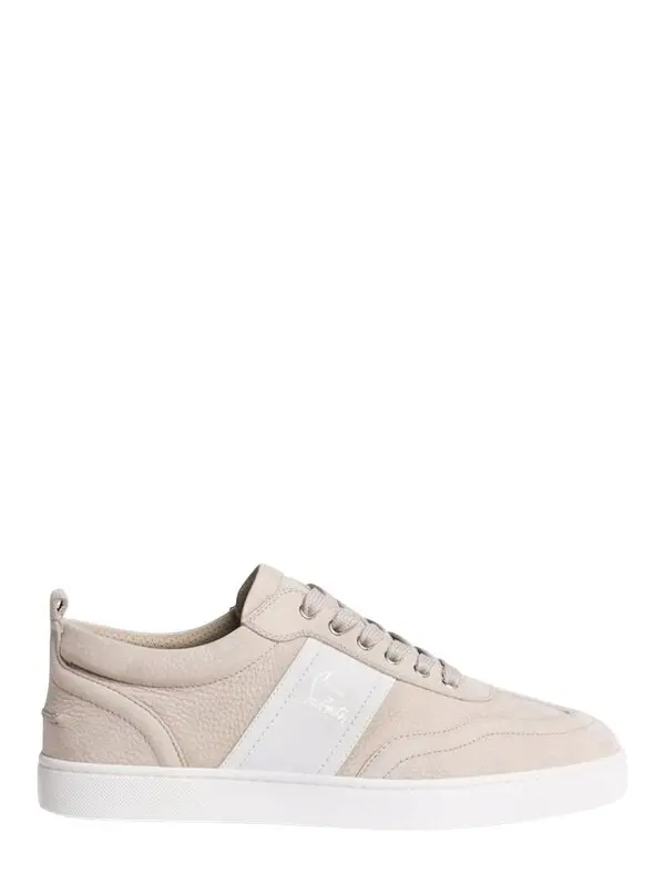 CHRISTIAN LOUBOUTIN Retero Grained Calf Leather Sneakers - Beige