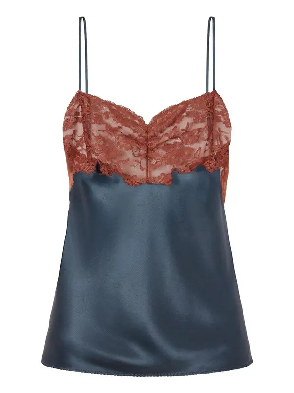 Saint Laurent Lace-trimmed Silk-satin Camisole - Gray