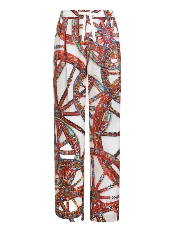 Dolce & Gabbana Carretto-print Linen Jogging Trousers - Multicolor