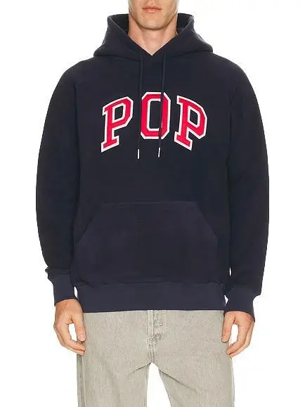 POP TRADING COMPANY Arch Logo Hoodie - Navy