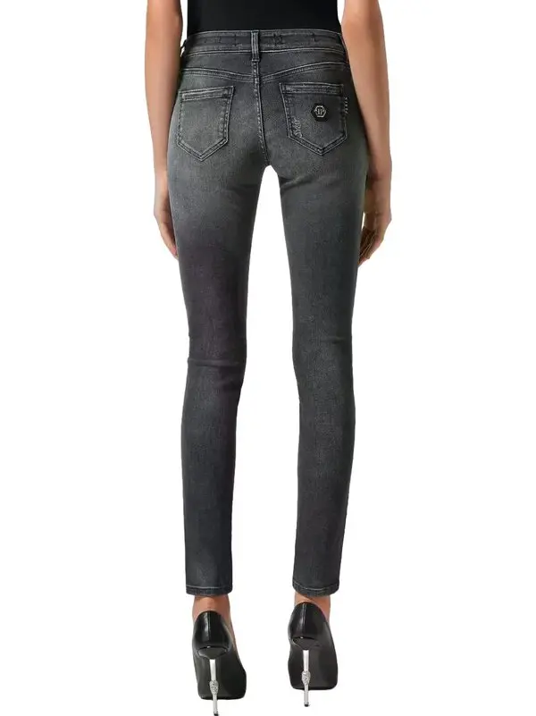 Philipp Plein Distressed Slim-fit Jeans - Grey
