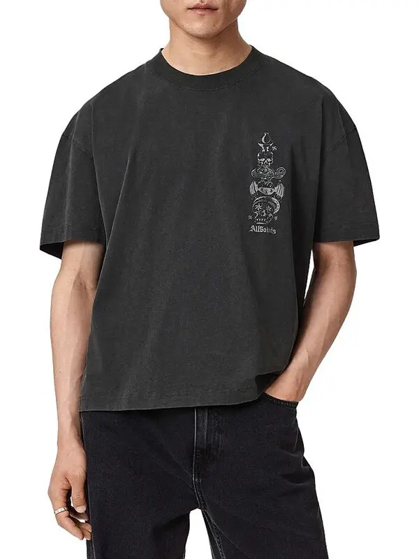 ALLSAINTS Ignis Tattoo Graphics Logo T-shirt - Washed Black