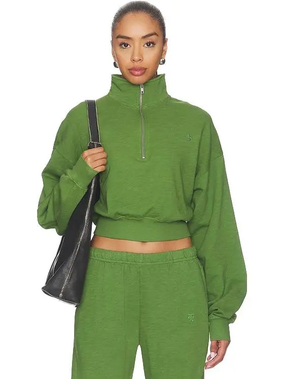 Eterne Cropped Half-zip Sweatshirt - Fern
