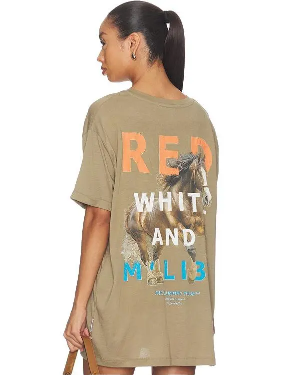 THE LAUNDRY ROOM Red White And Malibu Oversized Tee - Olive