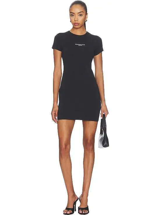 Alexander Wang Fitted Mini Dress With Logo Print - Black