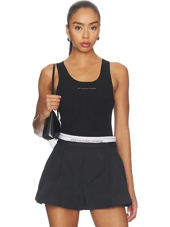 Alexander Wang Racer Tank With Jacquard Logo - Black