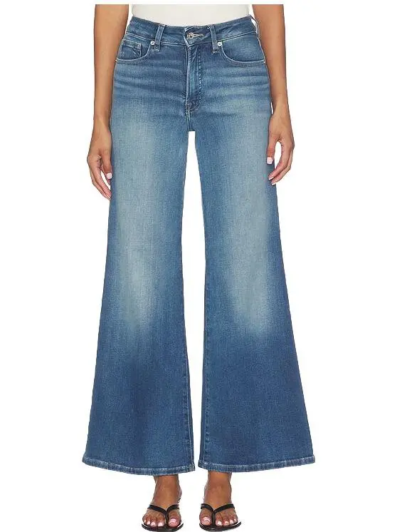 Good American Soft Tech High Palazzo Ankle Jeans - Blue