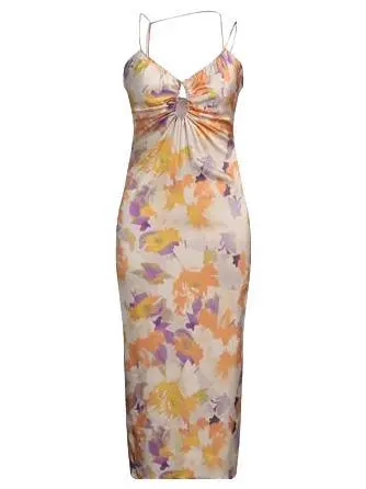 Patrizia Pepe Floral Print Halterneck Midi Dress - Beige