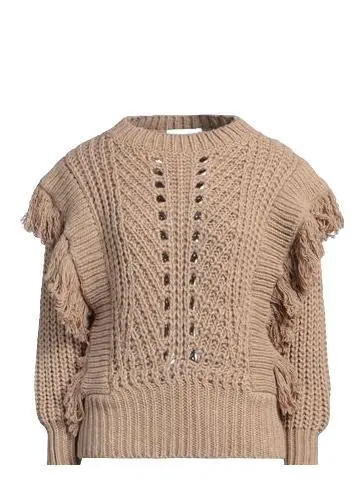 GAËLLE PARIS Heavy-weight Knit Sweater With Fringes - Beige