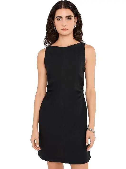 Madewell Boatneck Linen Mini Dress - Black