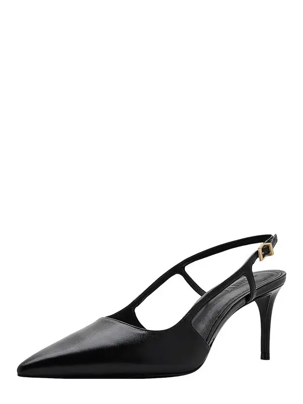 Schutz Boris Mid Stiletto Heel Slingbacks - Black