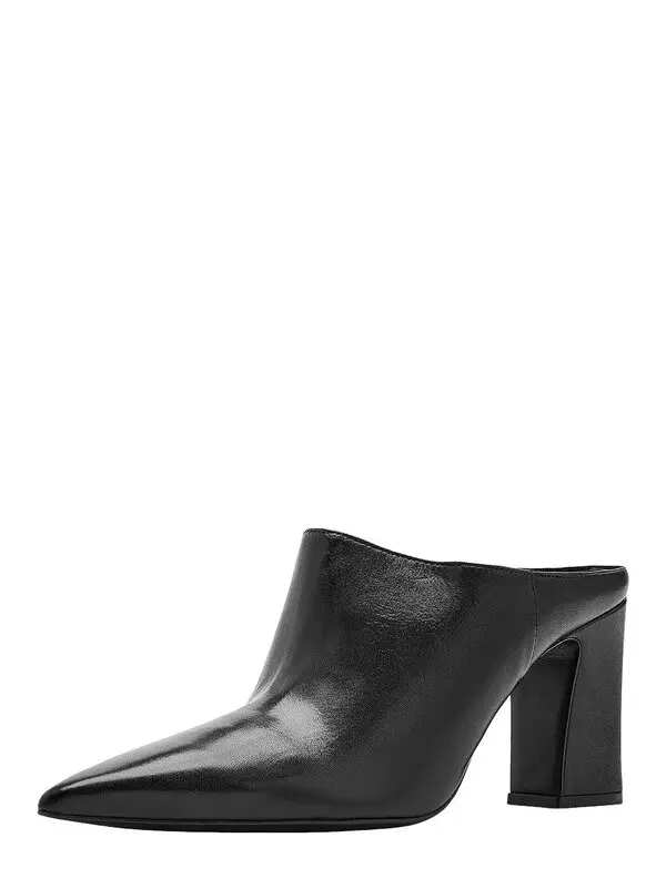 Schutz Eleanor Mule Pointed Toe Block Heel - Black