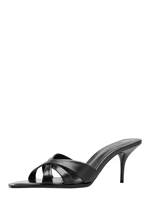 Schutz Keefa Leaf Stiletto Mule Sandals - Black