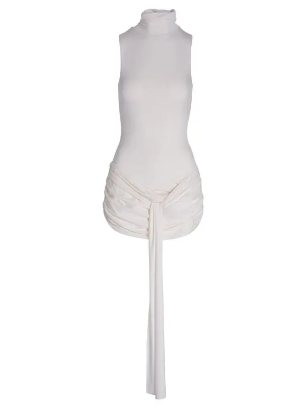 CONCEPTO Noe Mini Dress With Draping - White