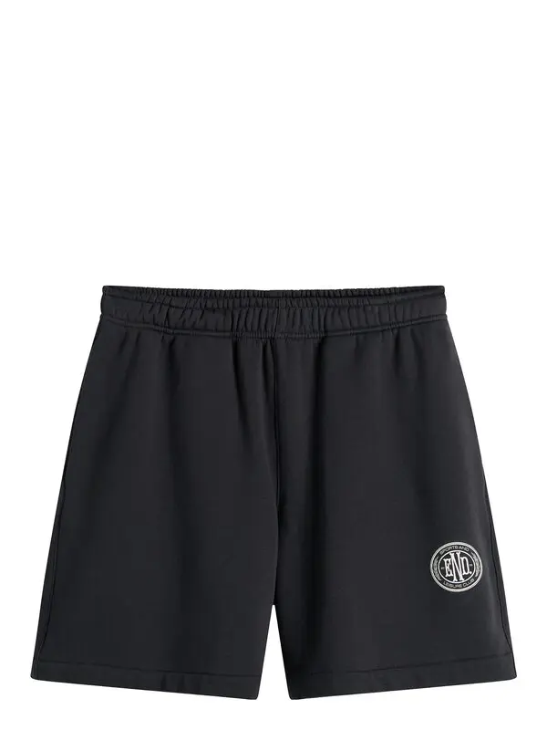END. Drawstring Sweat Shorts With Crest - Cinder Black