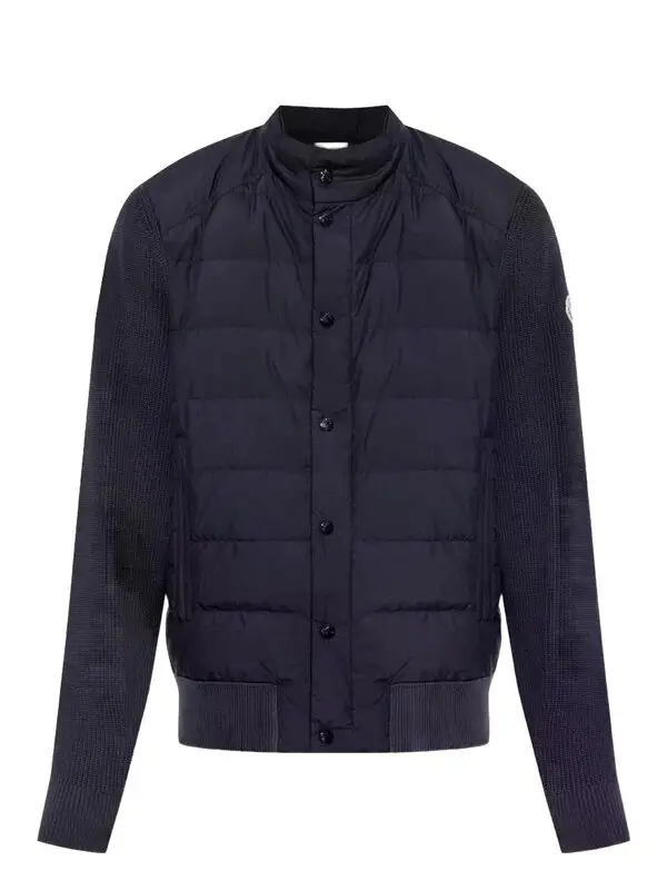 Moncler High-neck Quilted-front Jacket - Blue