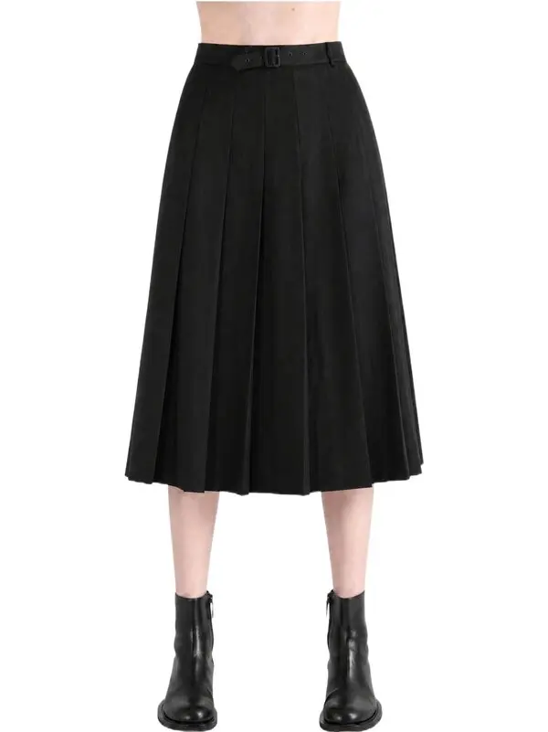 Auralee Pleated Midi Skirt - Black