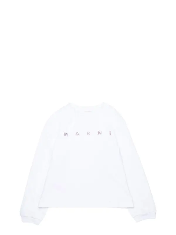 Marni Crewneck Sweatshirt With Embellished Logo - White
