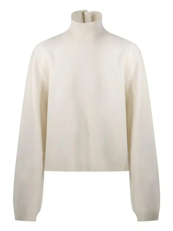 RÓHE Cropped Turtleneck Knitted Sweater - Cream