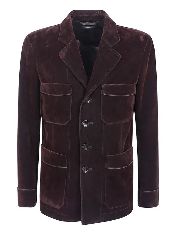 TOM FORD Embroidered Piping Patch-pocket Blazer - Black