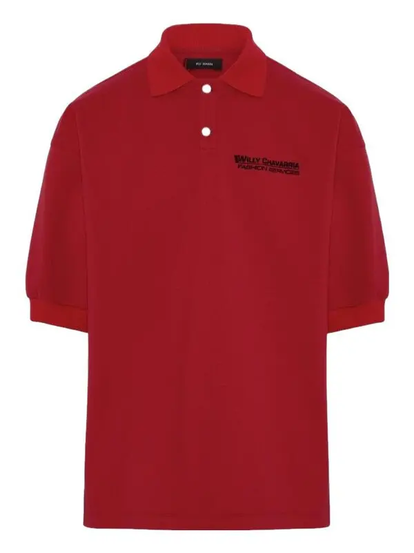 WILLY CHAVARRIA Oversized Logo Polo Shirt - Red