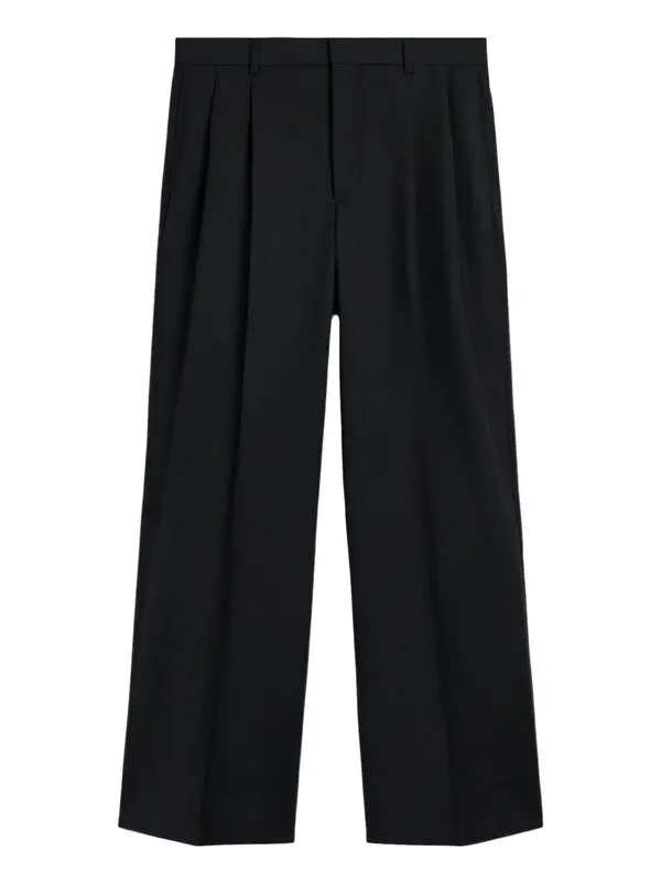SUNFLOWER Wool Pleated Wide-leg Trousers - Black