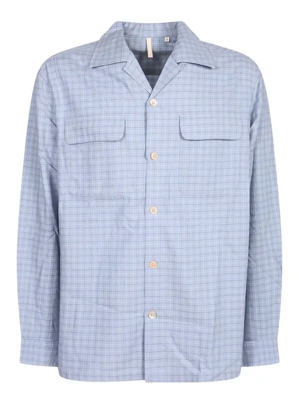 SUNFLOWER Straight-hem Checked Shirt - Blue