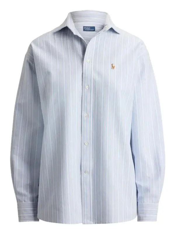 Polo Ralph Lauren Striped Embroidered Logo Shirt - Blue
