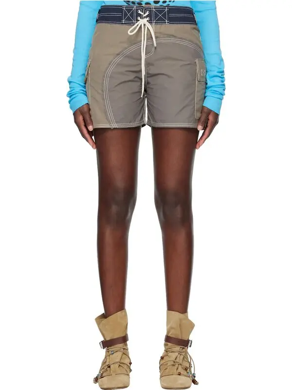 EDWARD CUMING Half-moon Lace-up Swim Trunks - Multicolor