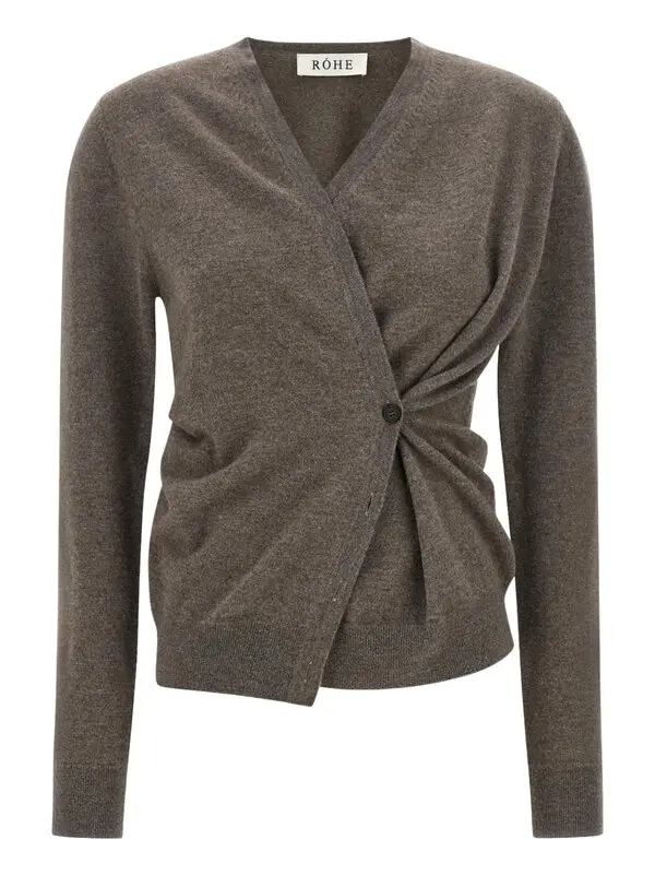 RÓHE Twisted Ballet Asymmetrical Cardigan - Mud